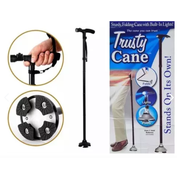 BASTÓN PLEGABLE CON LUZ Y BASE DE 4 PUNTOS – Bellamon Store